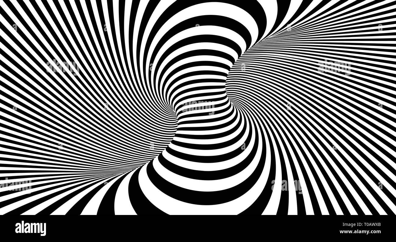 Optical illusion lines background. Abstract 3d black and white ...