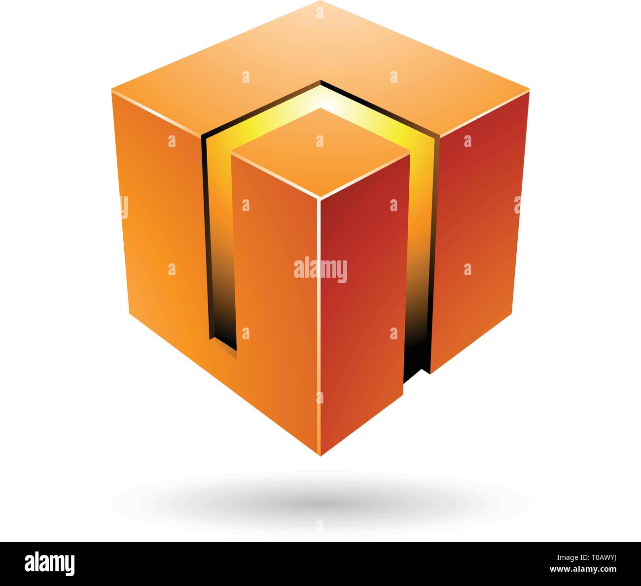 Vector Illustration of Orange and Yellow 3d Bold Cube Stock Vector ...
