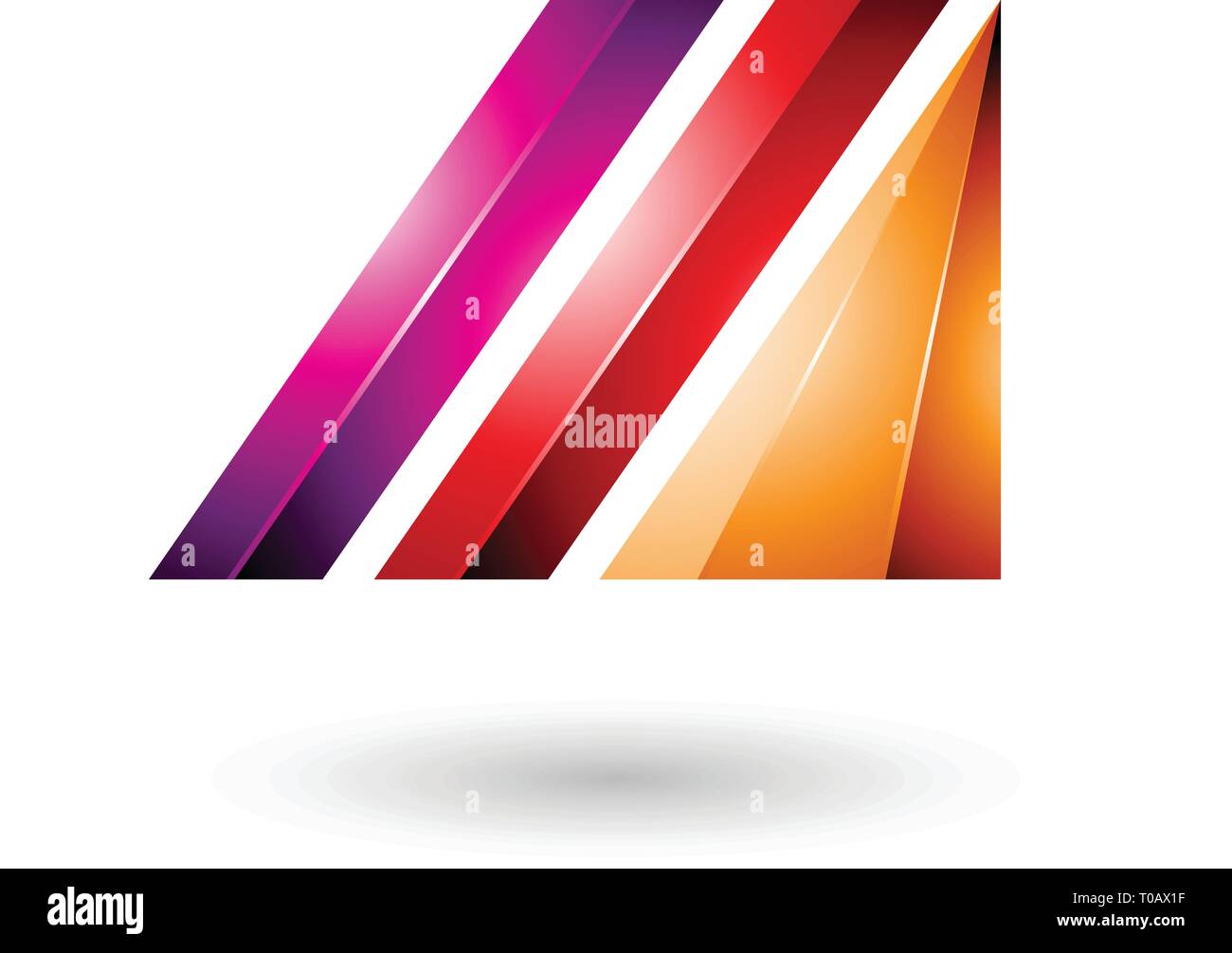 Vector Illustration of Red and Magenta Letter M of Glossy Diagonal Bars ...
