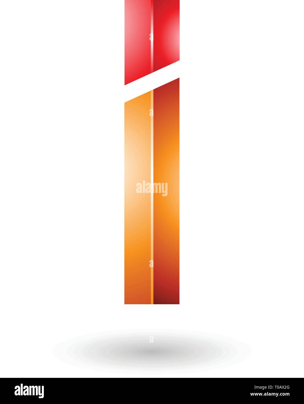 Vector Illustration of Red and Orange Rectangular Glossy Letter I Stock ...