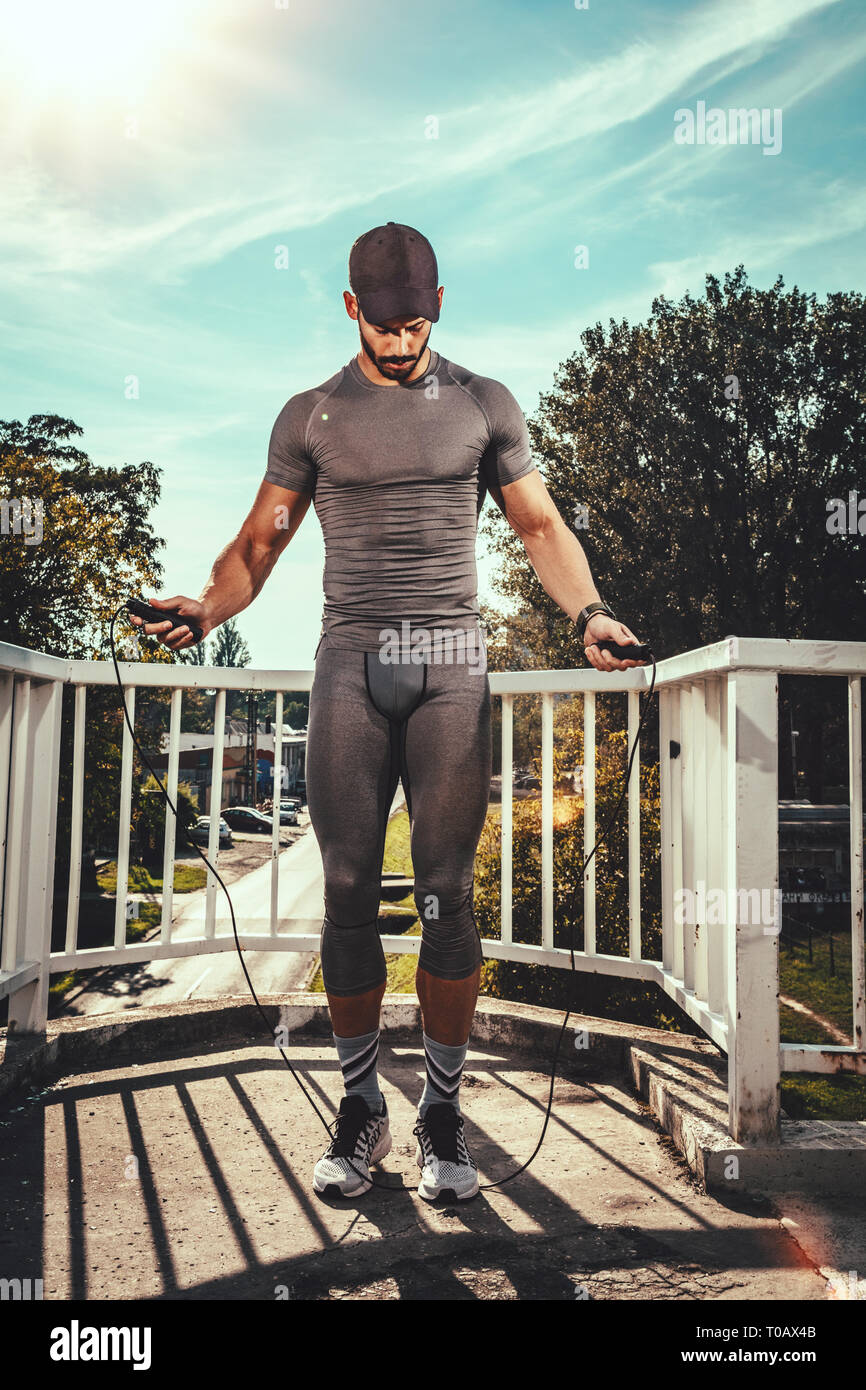 Man rope jumping hi-res stock photography and images - Alamy