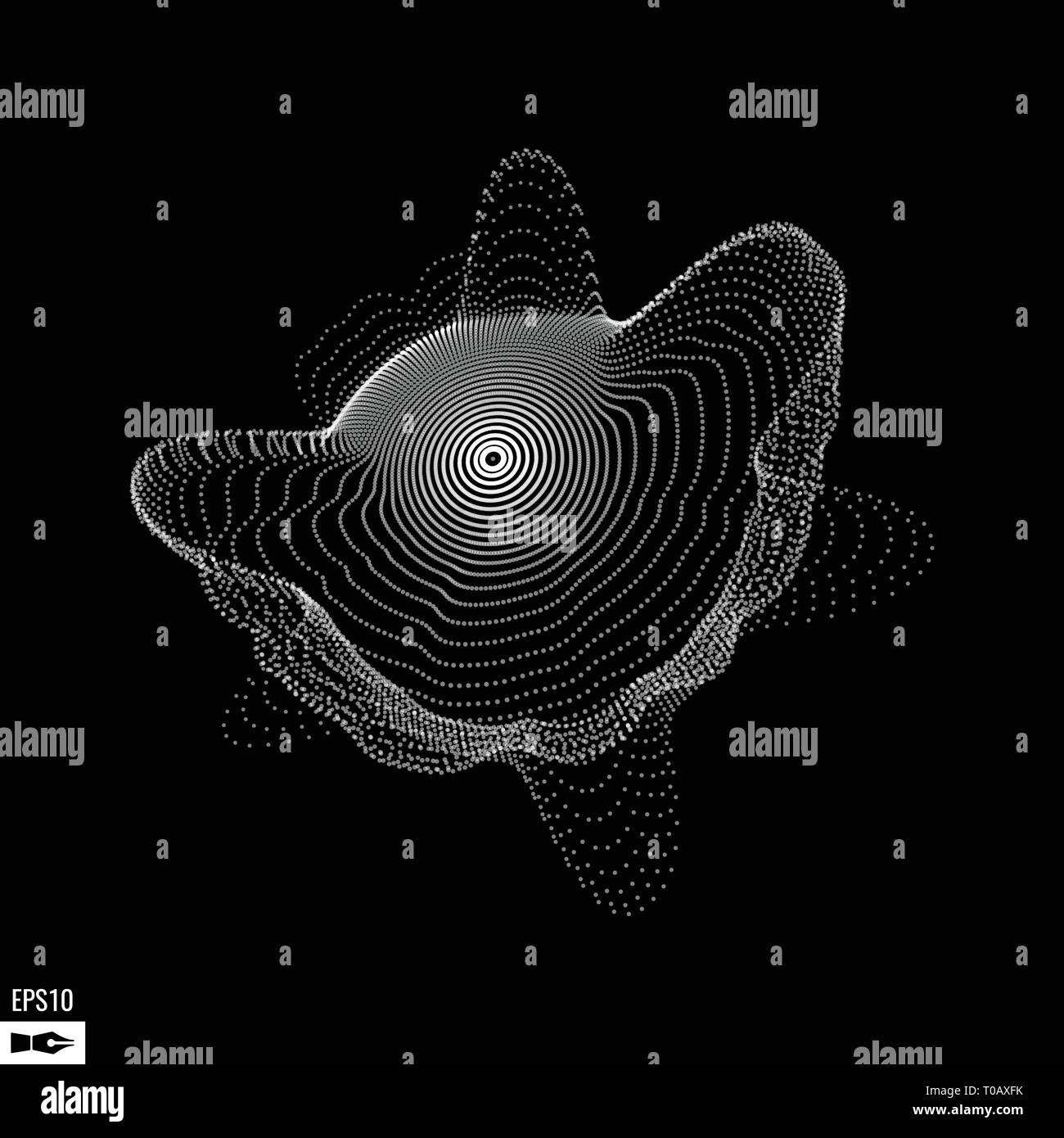 Abstract 3d Illuminated distorted Mesh Sphere . Neon Sign . Futuristic ...