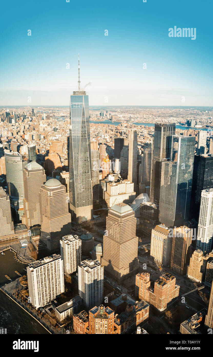 View of Manhattan from helicopter Stock Photo - Alamy