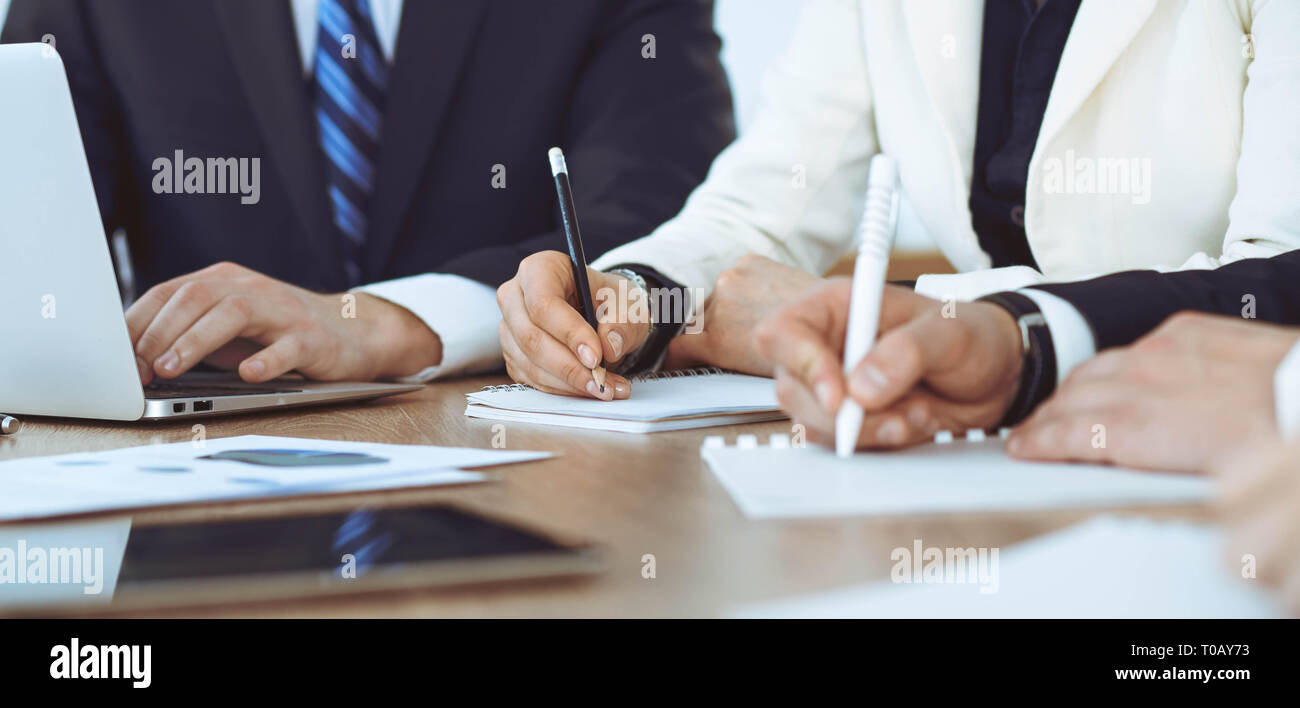 Group of business people or lawyers work together at meeting in office ...