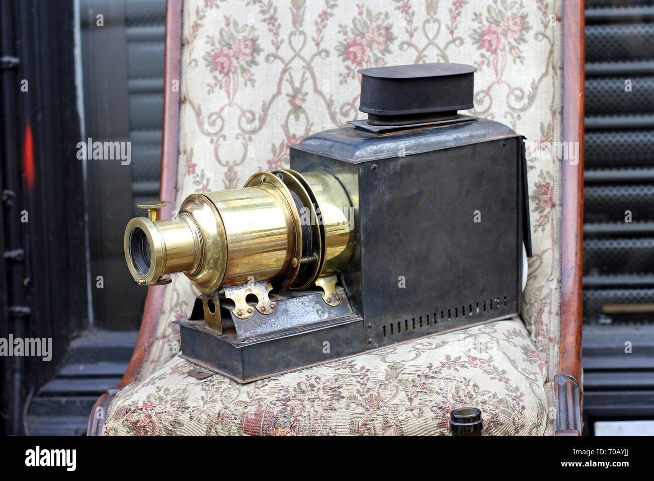 Antique Magic Lantern Projector Lens Device at Flea Market Stock Photo ...
