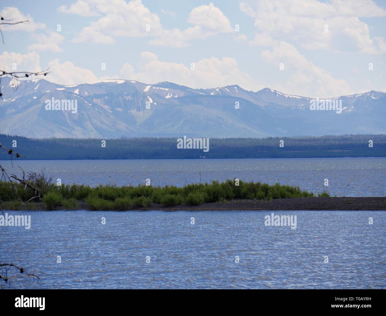 Medium close up of Yellowstone Lake at the Yellowstone National Park ...