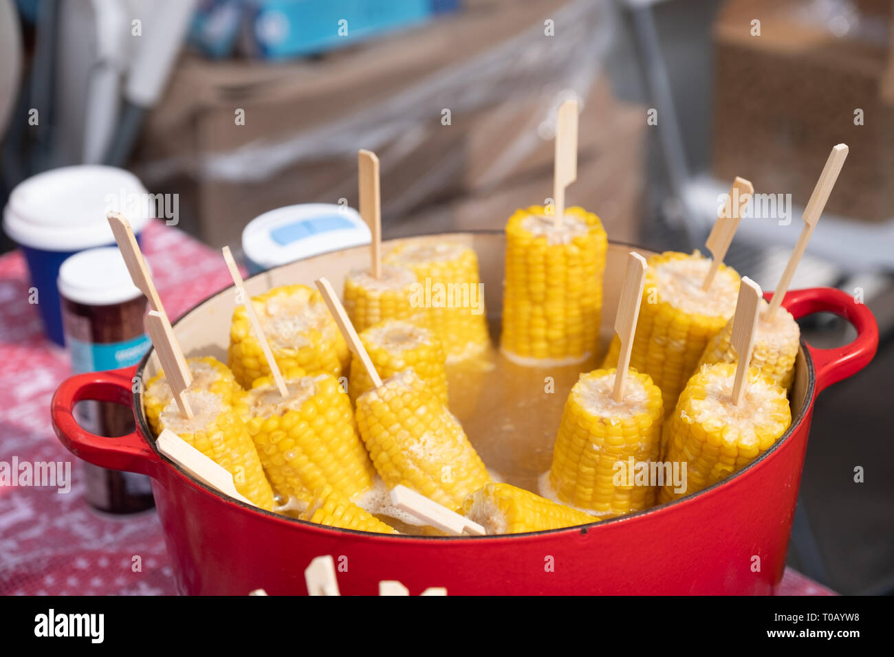 Corn on cob boiling in hi-res stock photography and images - Alamy
