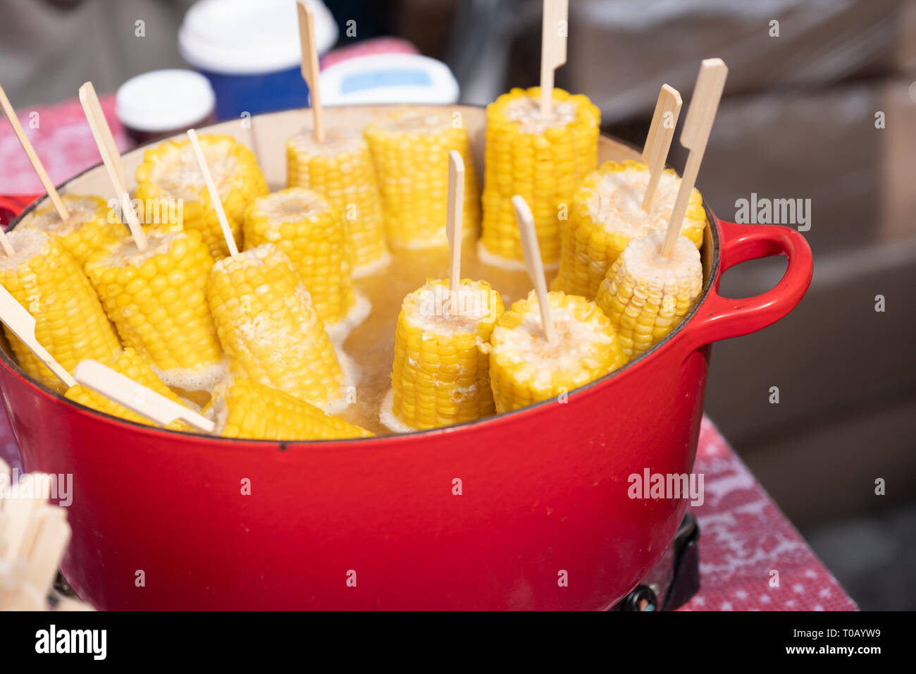 Corn on cob boiling in hi-res stock photography and images - Alamy
