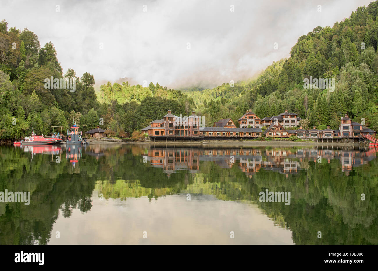 The gorgeous Puyuhuapi Lodge in the Ventisquero Sound, Patagonia, Aysen ...