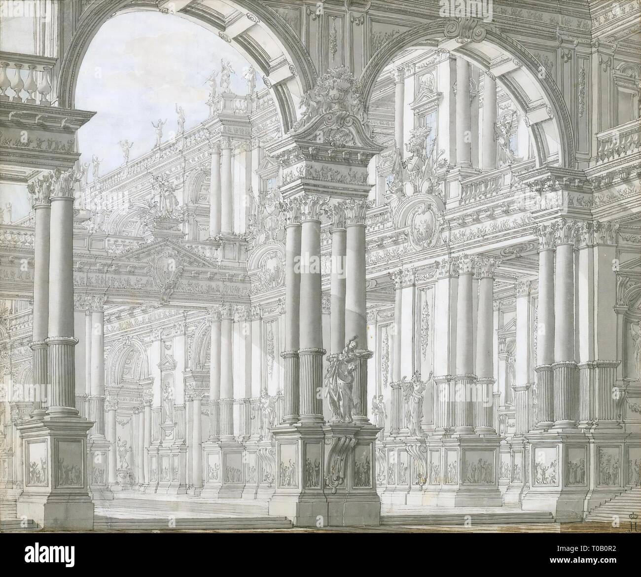 'Palace in Baroque Style with an Arcade'. Italy, 18th century ...