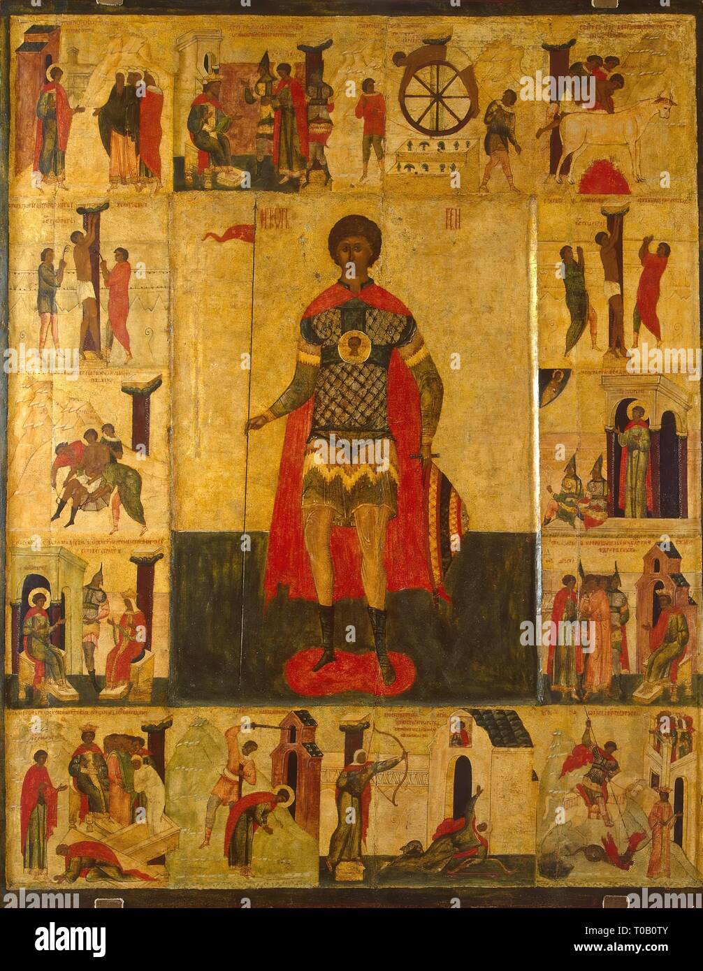 'Icon: St George with Scenes from his Life'. Ancient Russia, First half ...