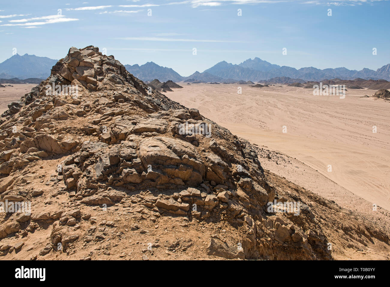 Closeup detail of granite mountain slope landscape in a remote arid ...
