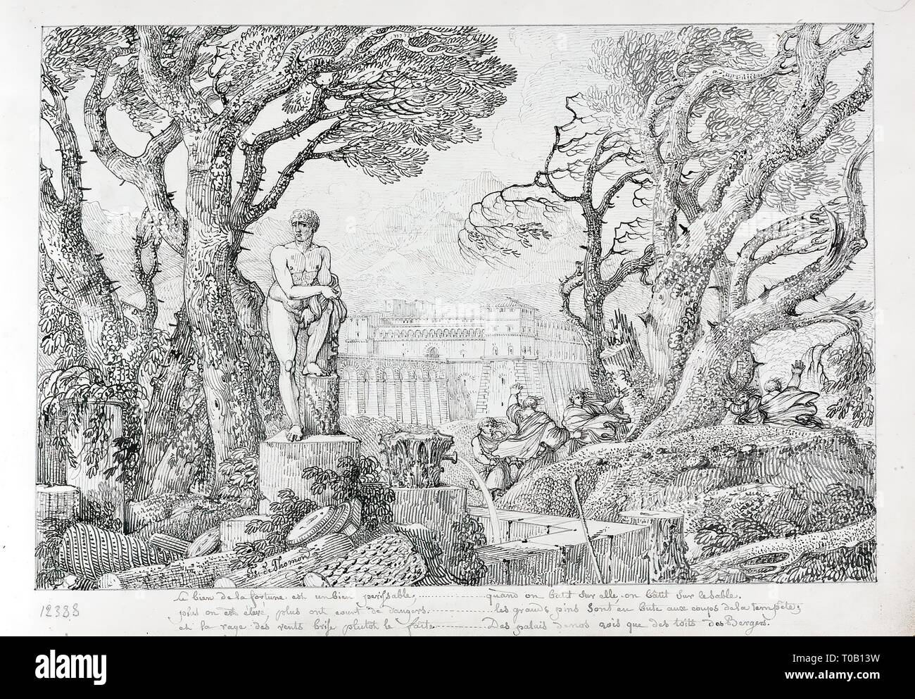 'Landscape with a Statue of Resting Gladiator'. From the Album No 1 ...