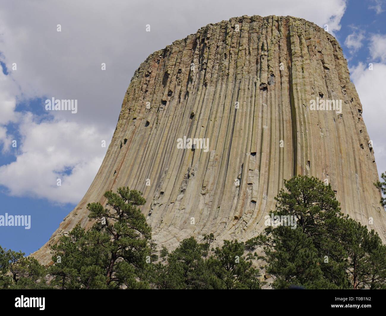 Cropped close shot of the top of Devils Tower. The Devils Tower in ...