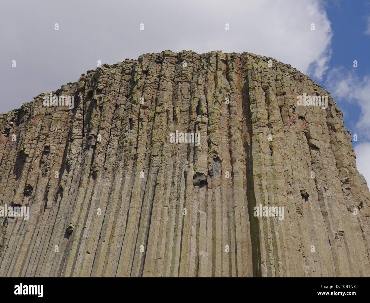 Extreme close up of the top of Devils Tower. The Devils Tower in ...