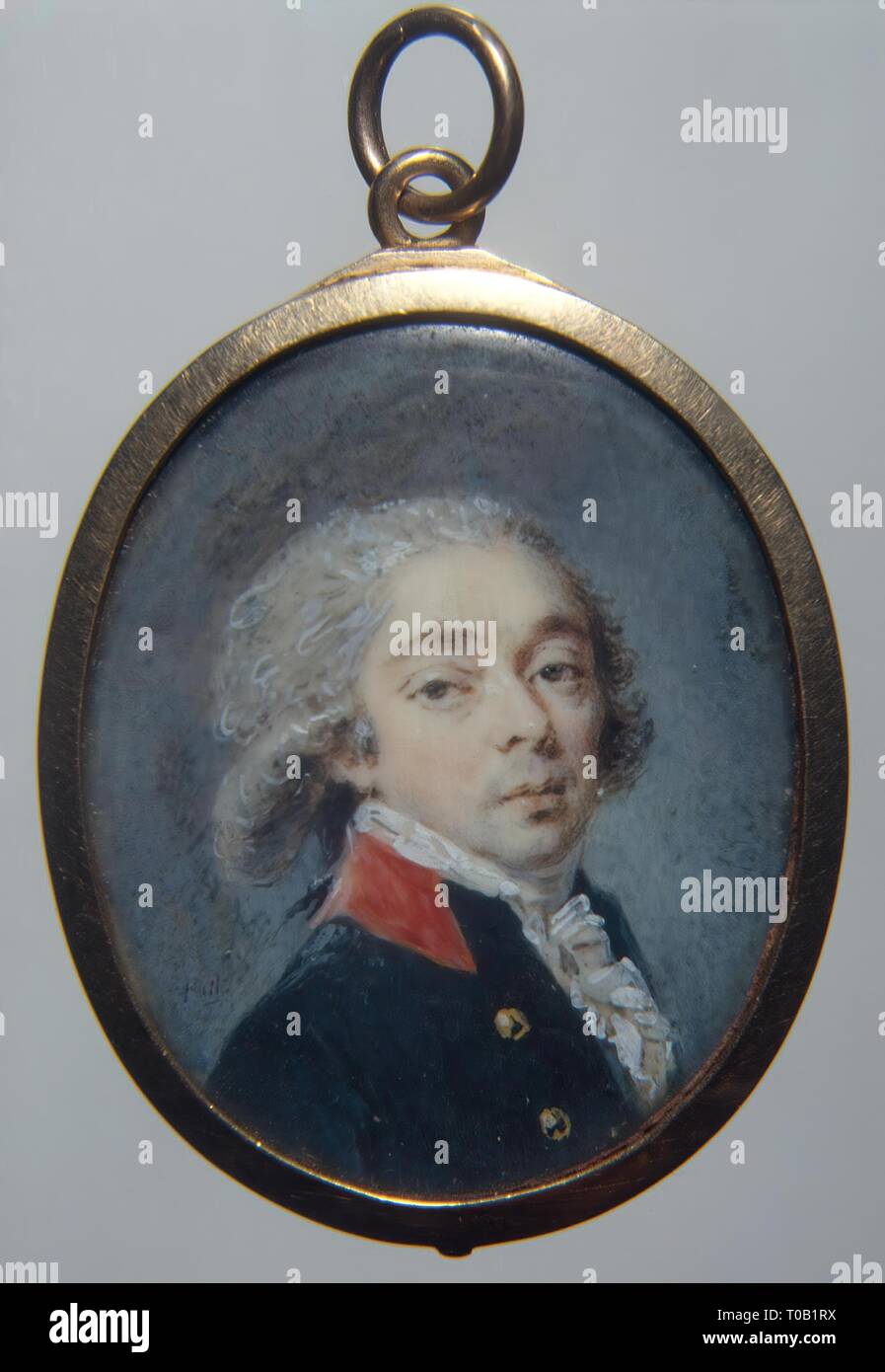 Watercolour and gouache on ivory frame with gilding hi-res stock ...