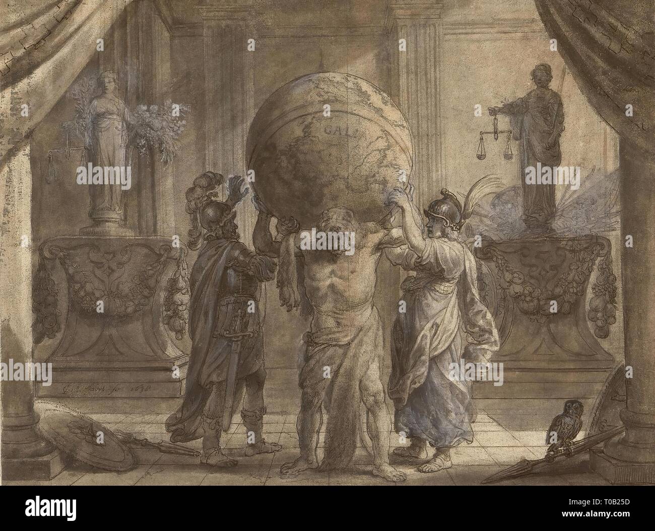 'Hercules Holding a Globe'. Drawing for the decoration of Amsterdam in ...