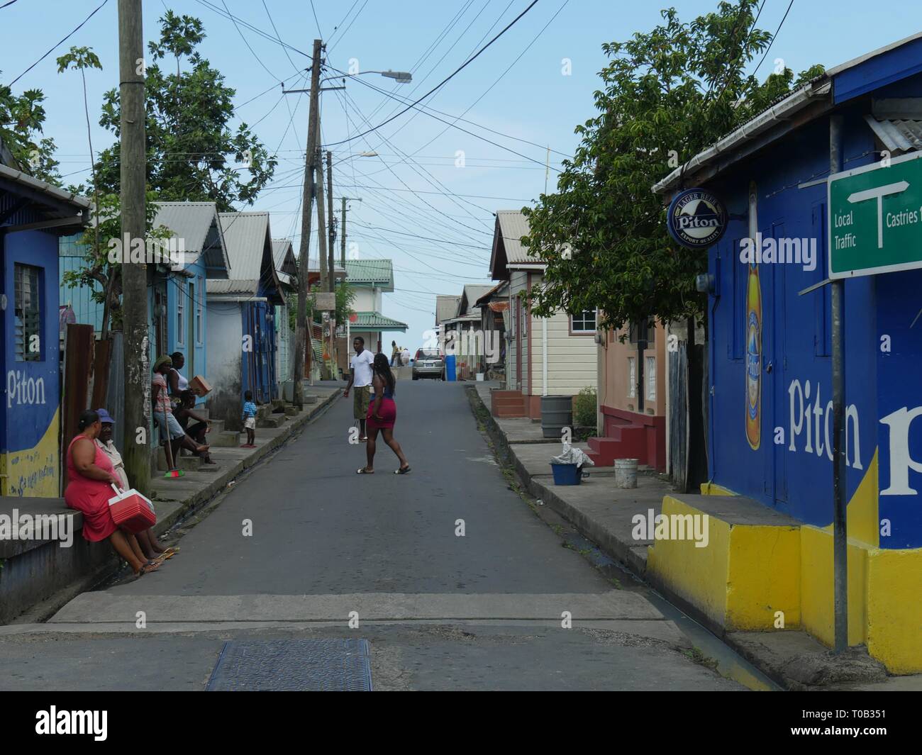 ST LUCIA, CARIBBEAN ISLANDS—MARCH 2017: An everyday street scene in ...