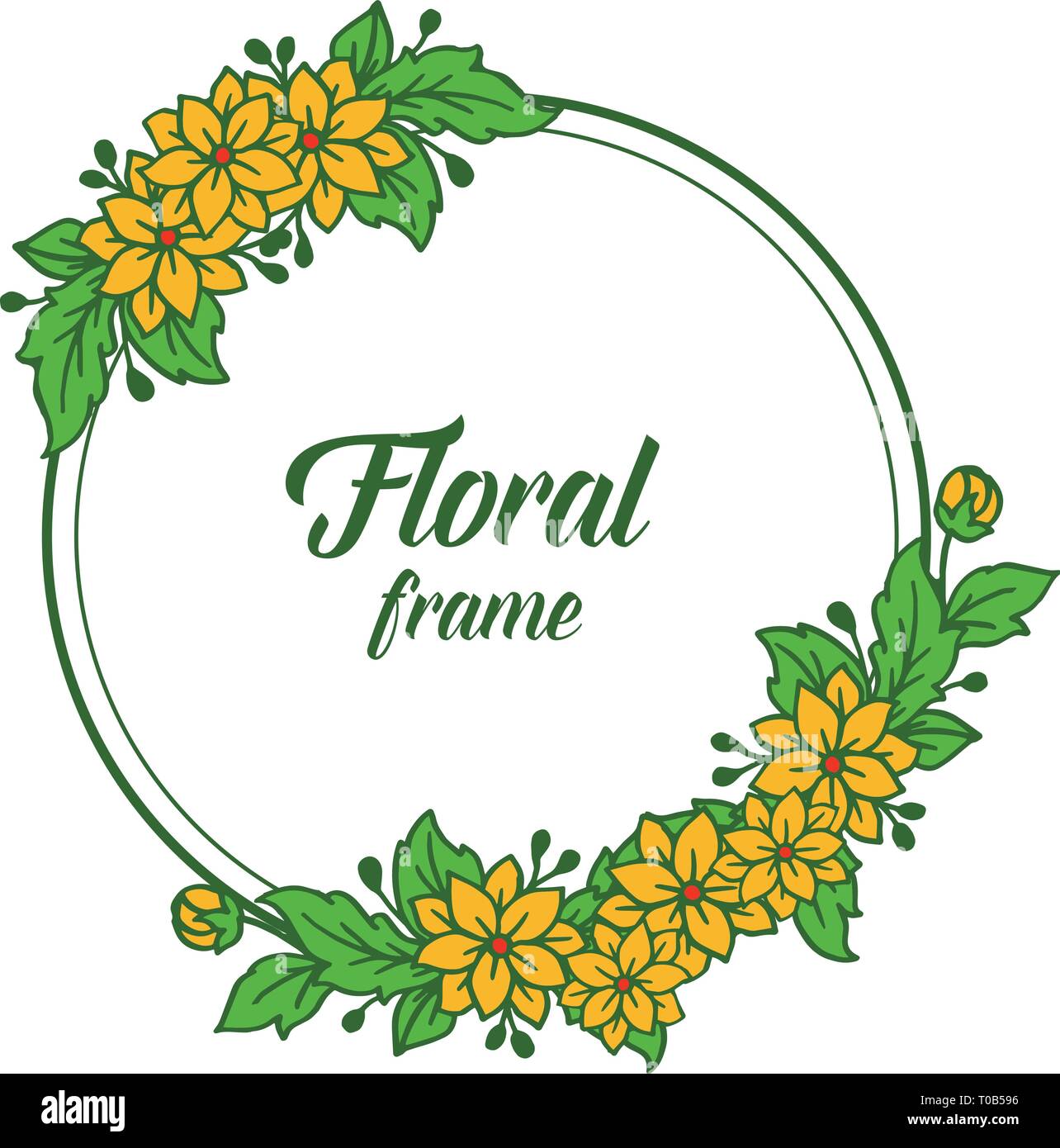 Vector illustration shape orange floral frame for greeting card hand ...