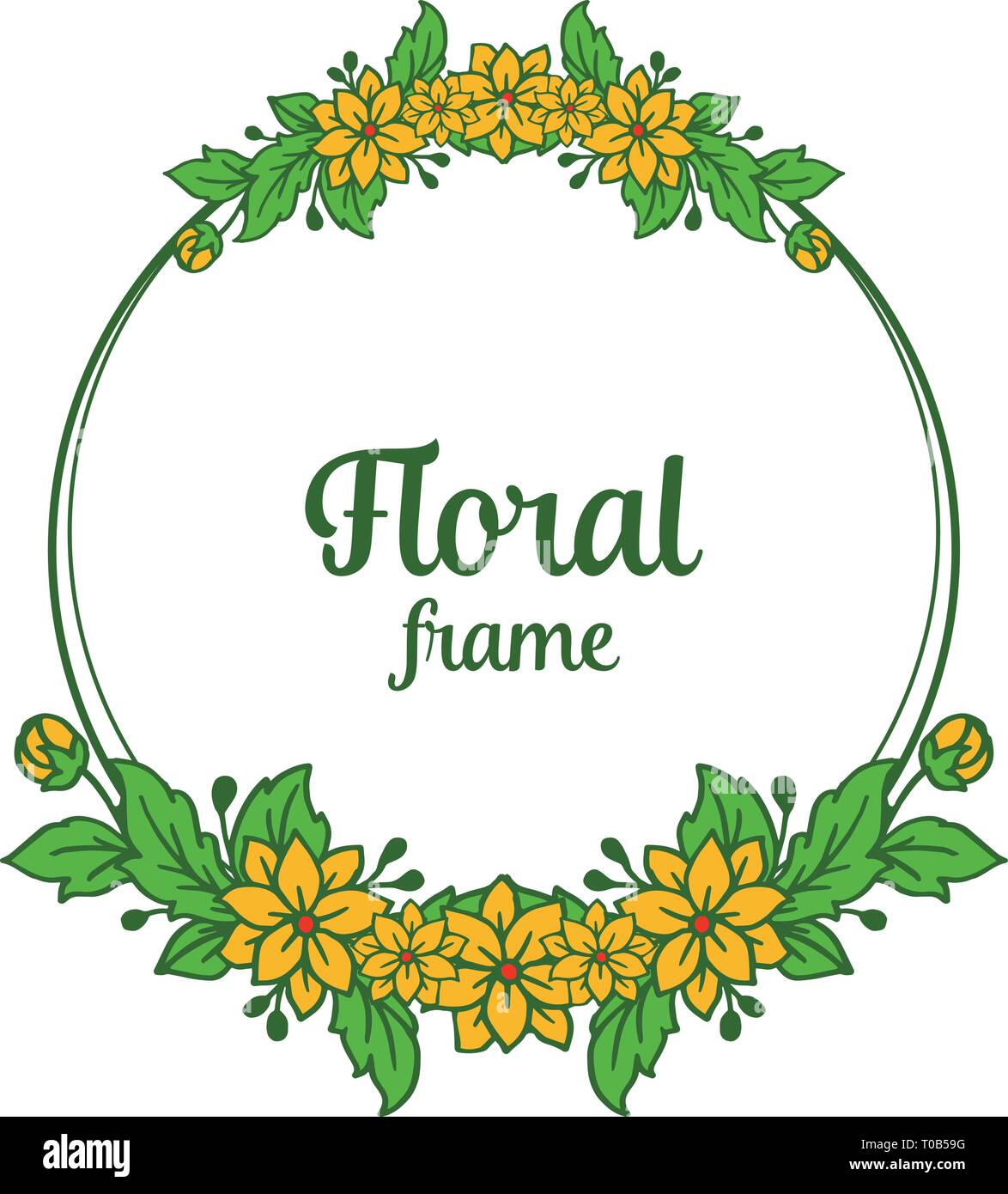 Vector illustration shape orange floral frame for greeting card hand ...