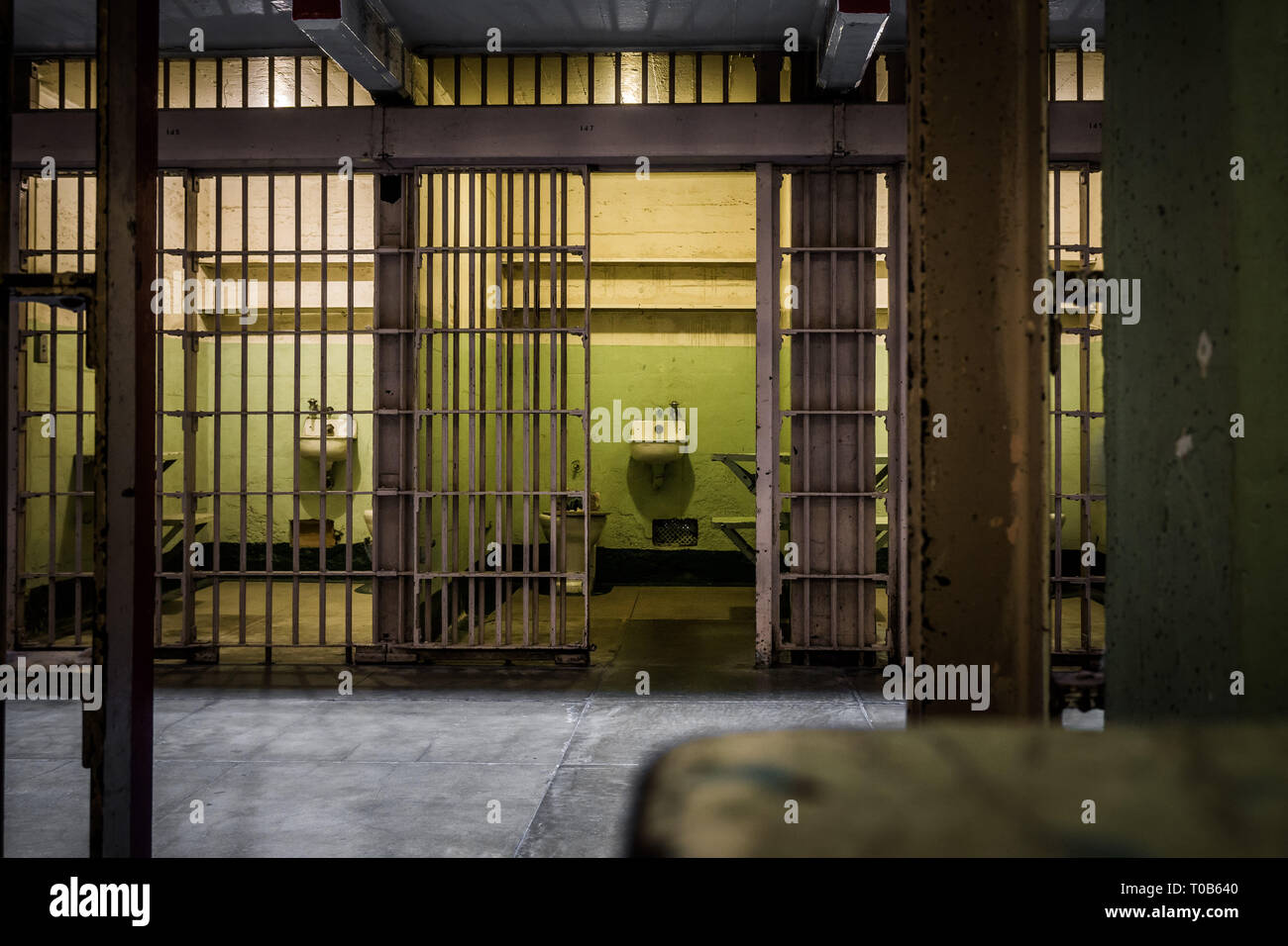 Visiting Alcatraz, picture shows some typical cells Stock Photo - Alamy