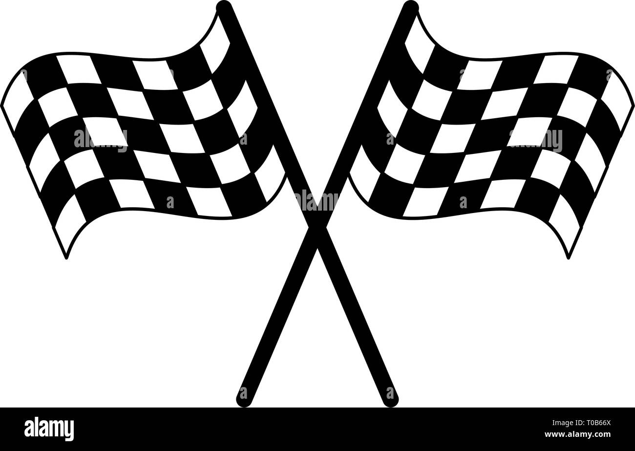 Racing flags crossed symbol in black and white Stock Vector Image & Art ...