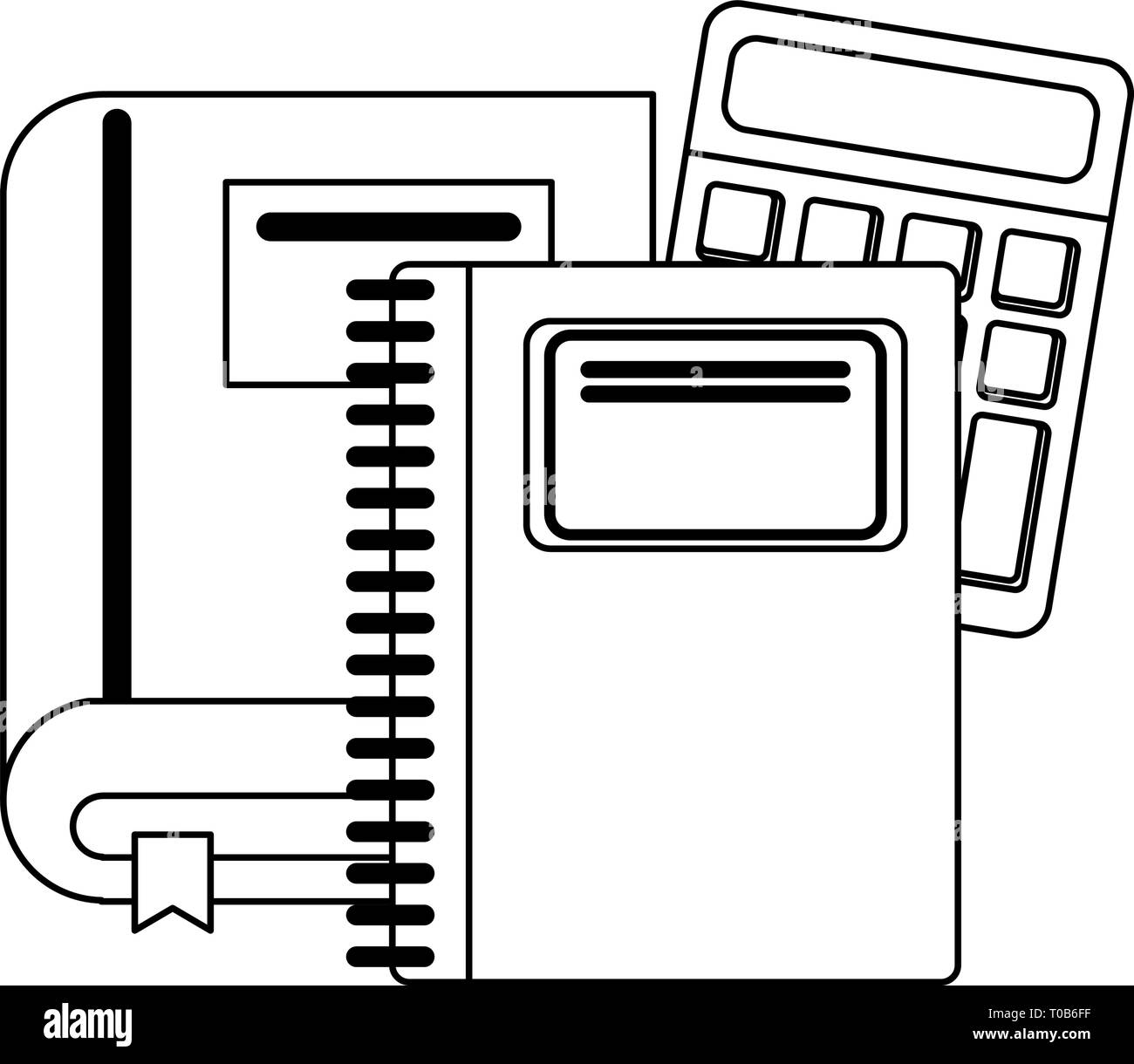 School utensils and supplies in black and white Stock Vector Image ...