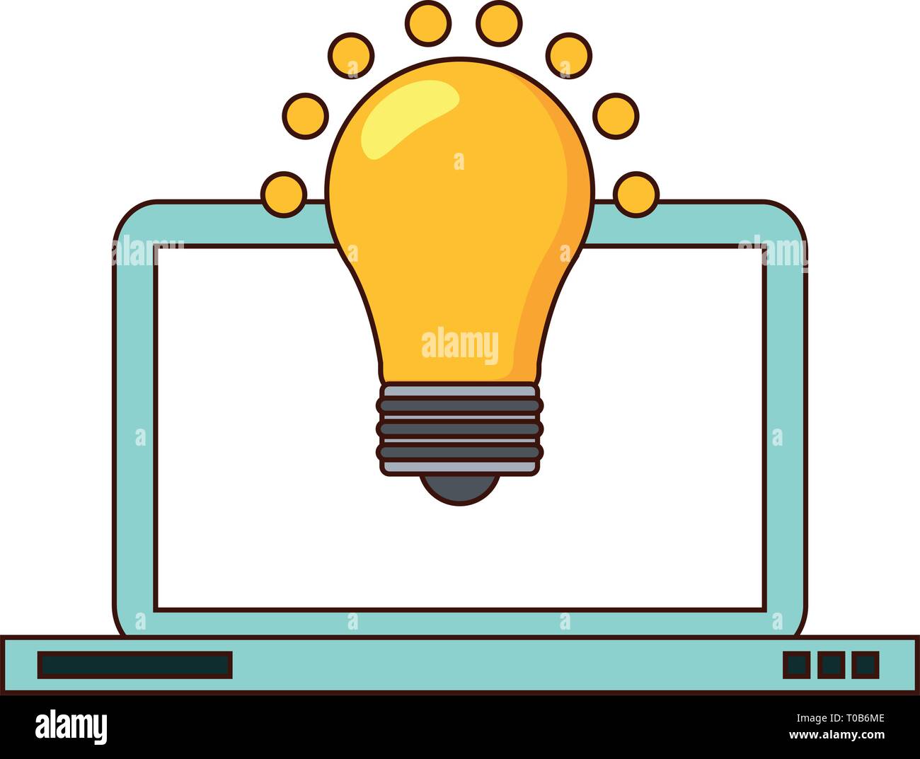 Laptop computer and bulb light idea symbol Stock Vector Image & Art - Alamy
