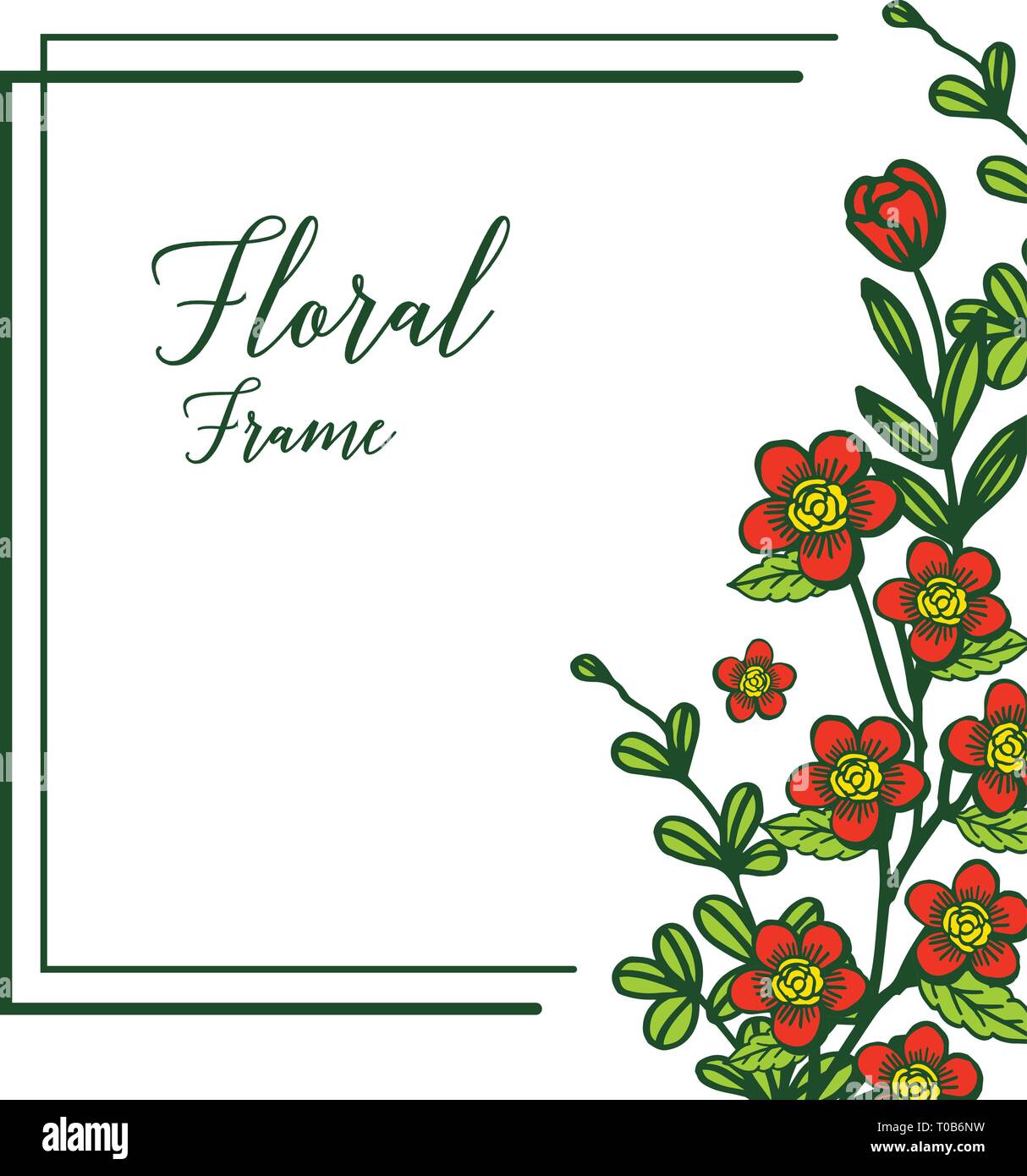 Vector illustration design artwork colorful rose flower frame hand ...