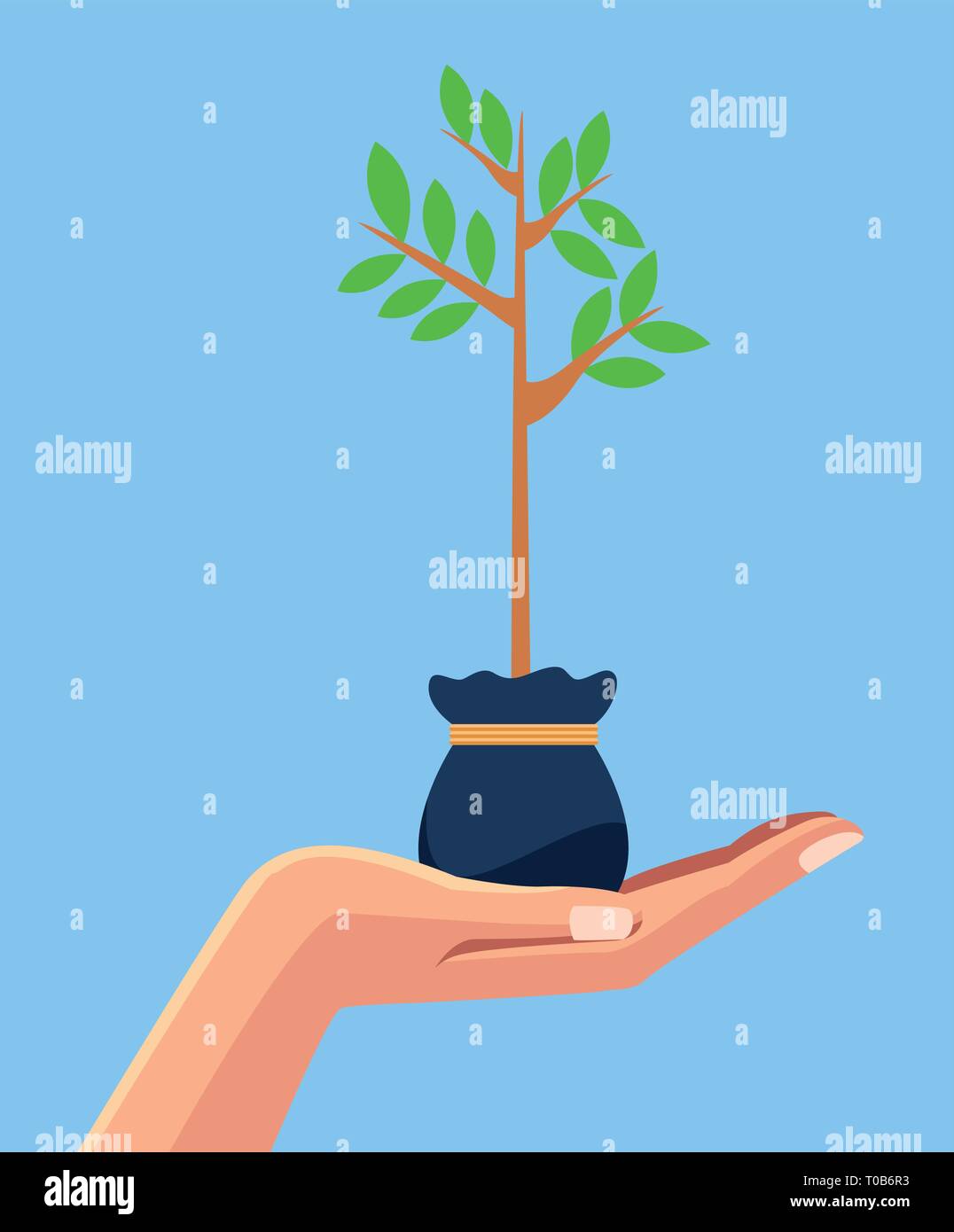 Hand with plant nature cartoon Stock Vector Image & Art - Alamy
