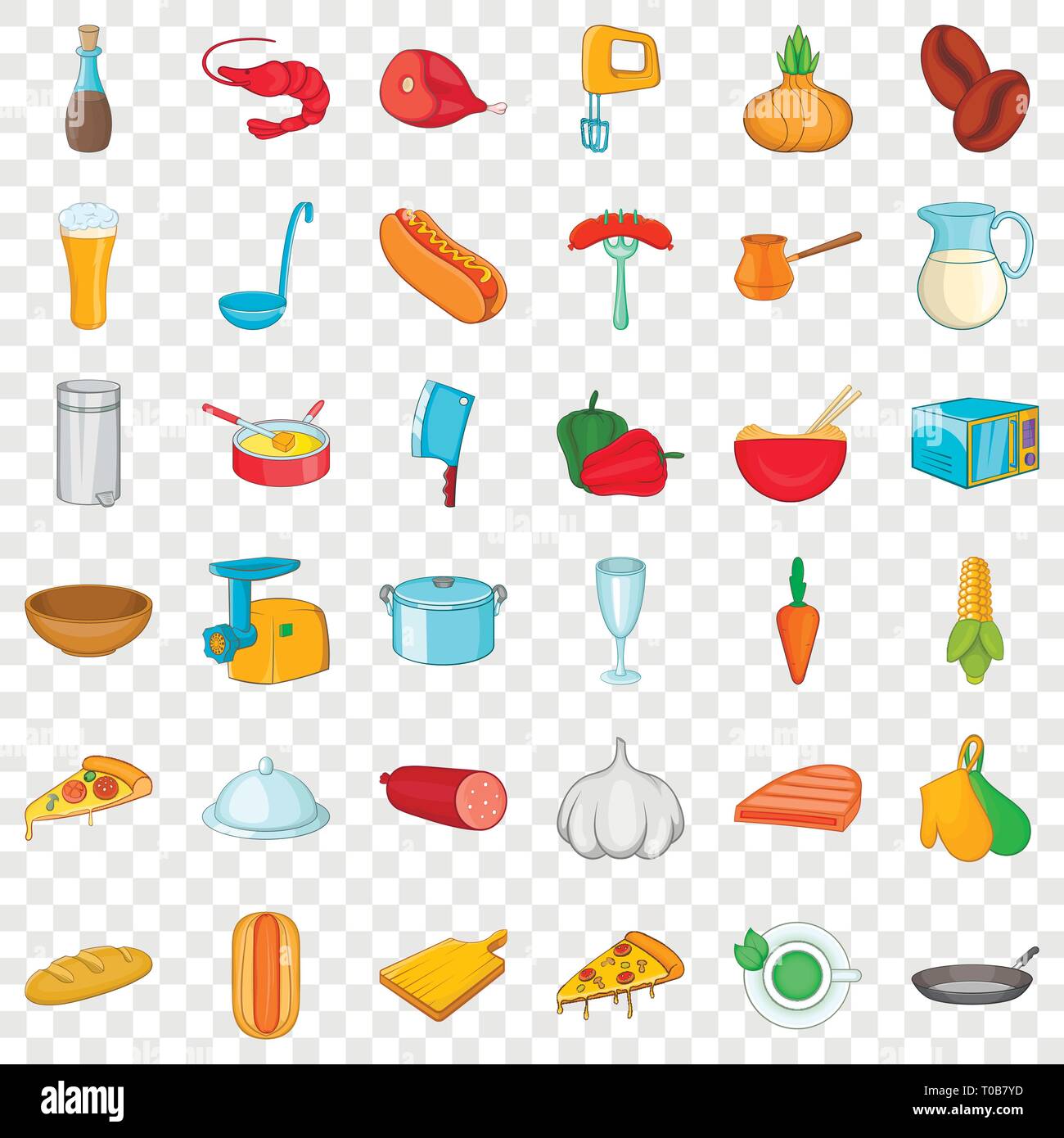 Cooking breakfast icons set, cartoon style Stock Vector Image & Art - Alamy