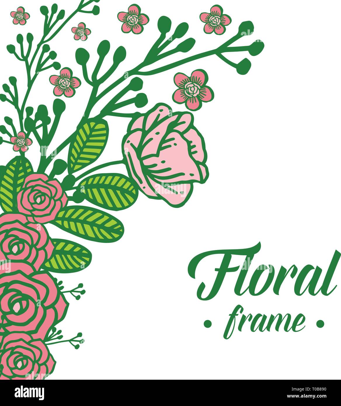 Vector illustration art decor style frame flower rose hand drawn Stock ...