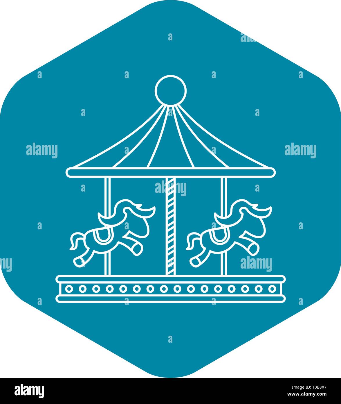 Vintage carousel with horses icon, outline style Stock Vector Image ...