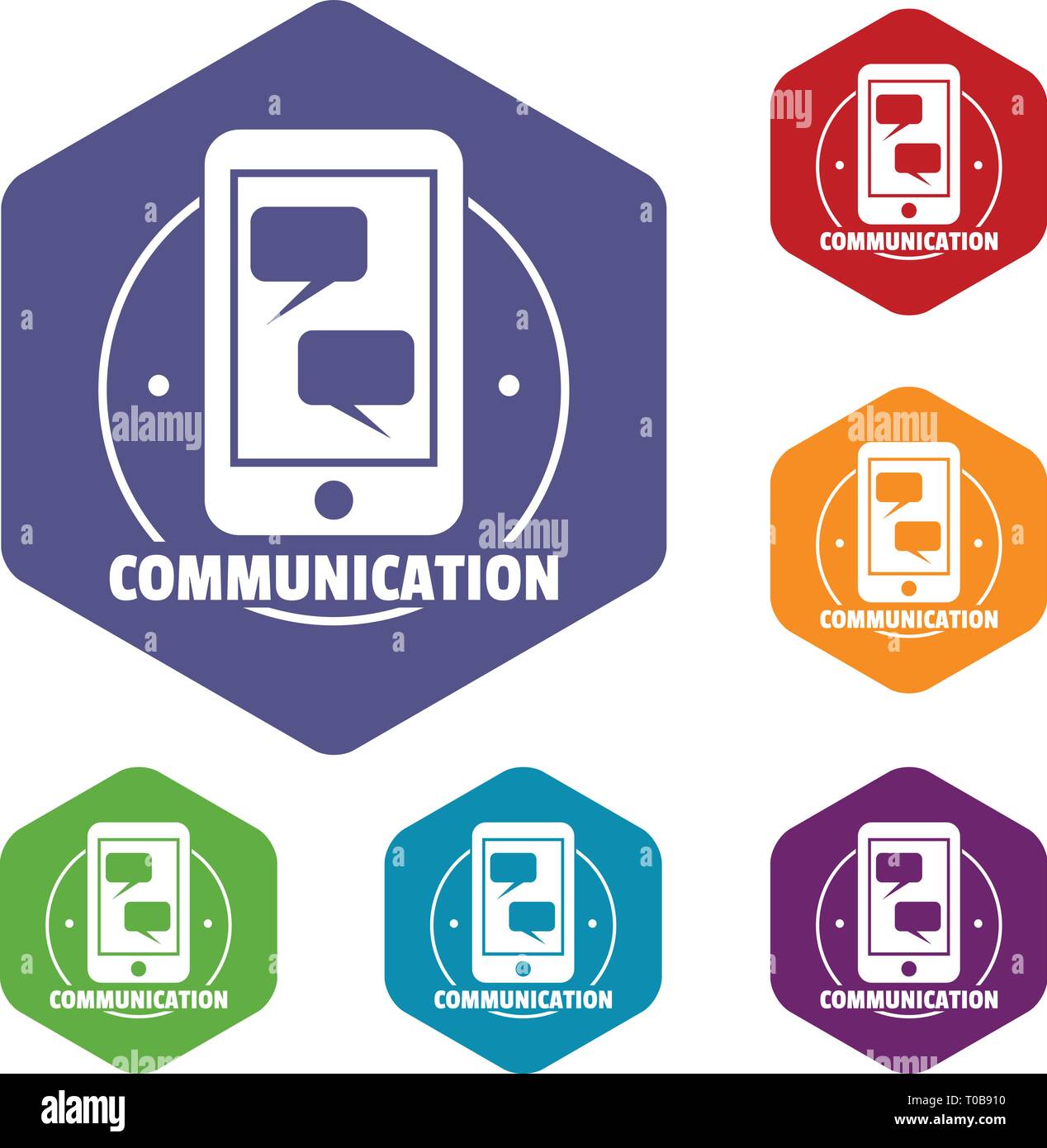 Communication phone icons vector hexahedron Stock Vector Image & Art ...