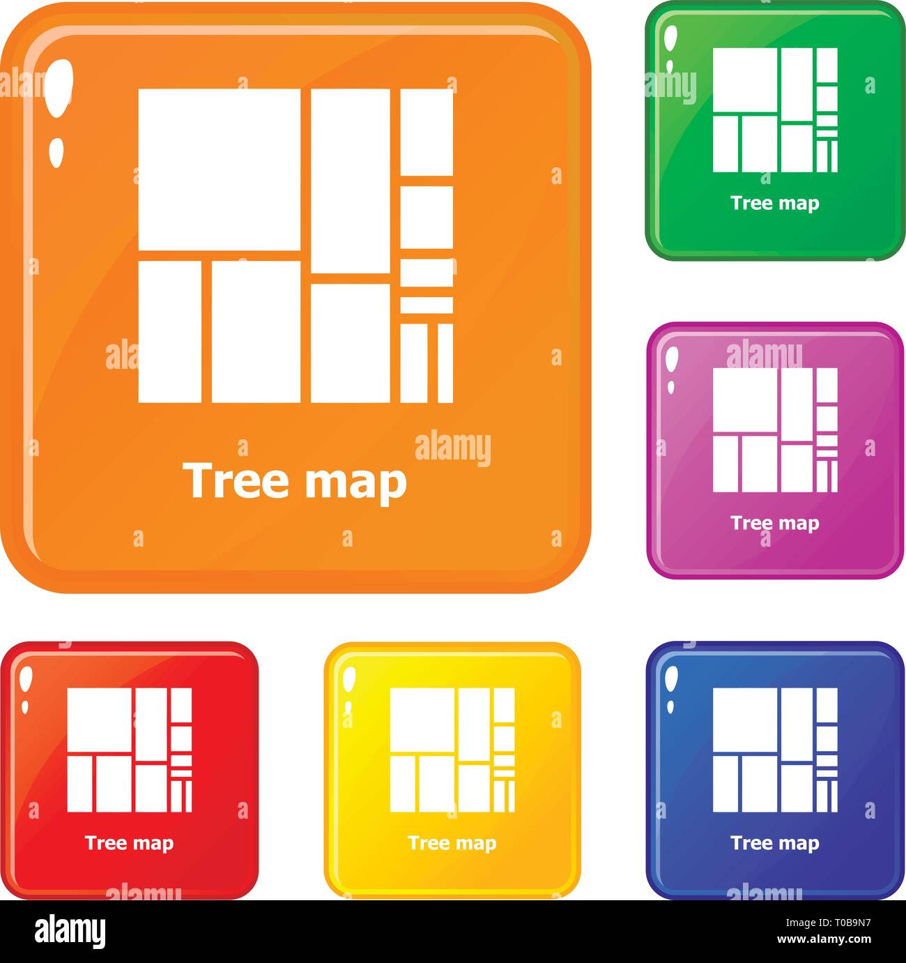 Tree map icons set vector color Stock Vector Image & Art - Alamy