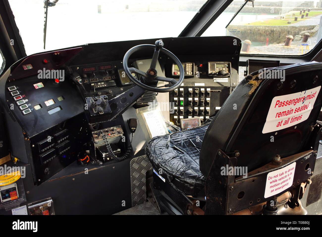 Interior view of the cockpit of the amphibious ferry, St Michael,s ...