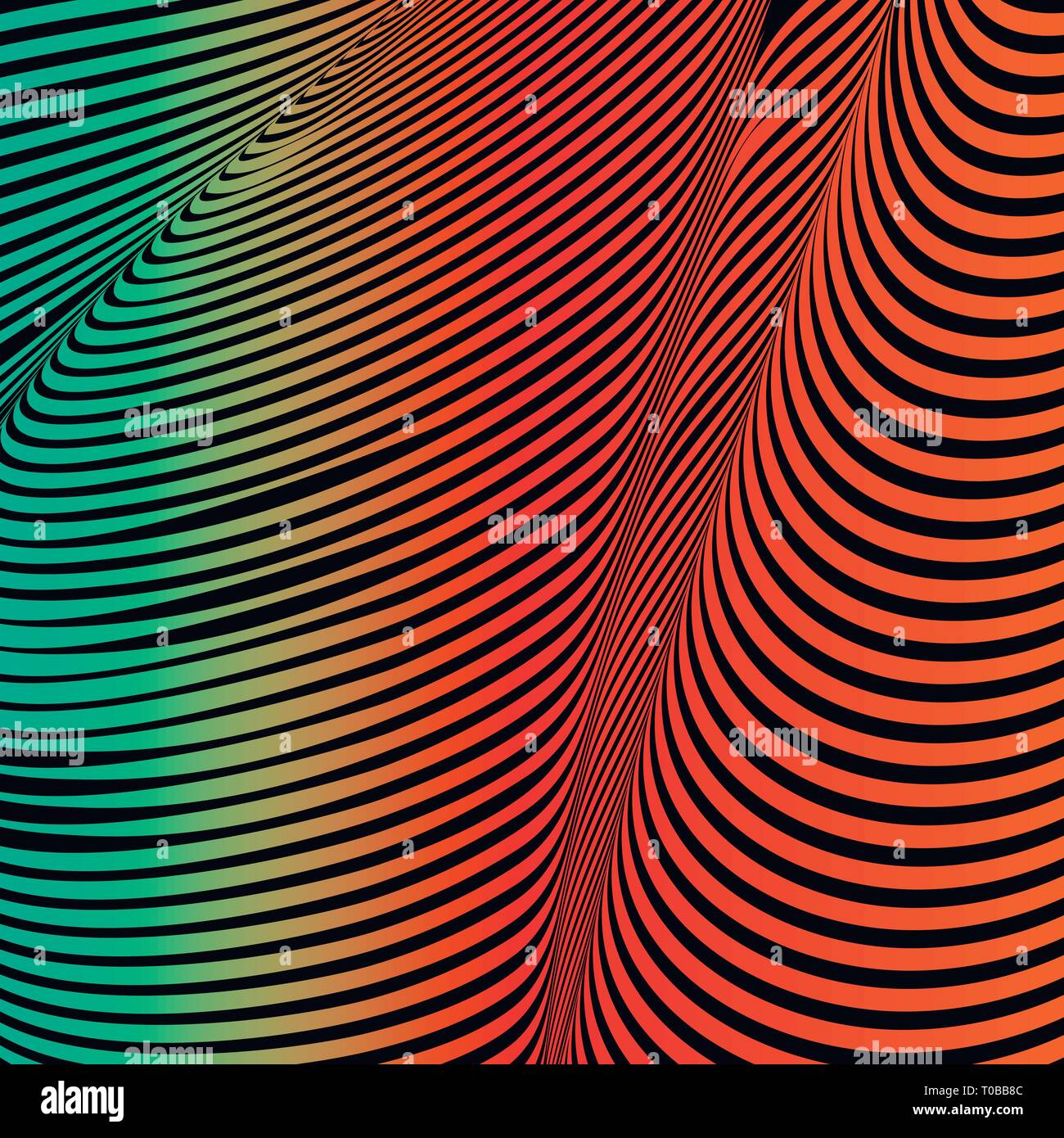Abstract acid color wavy background, optical art, opart striped. Neon ...