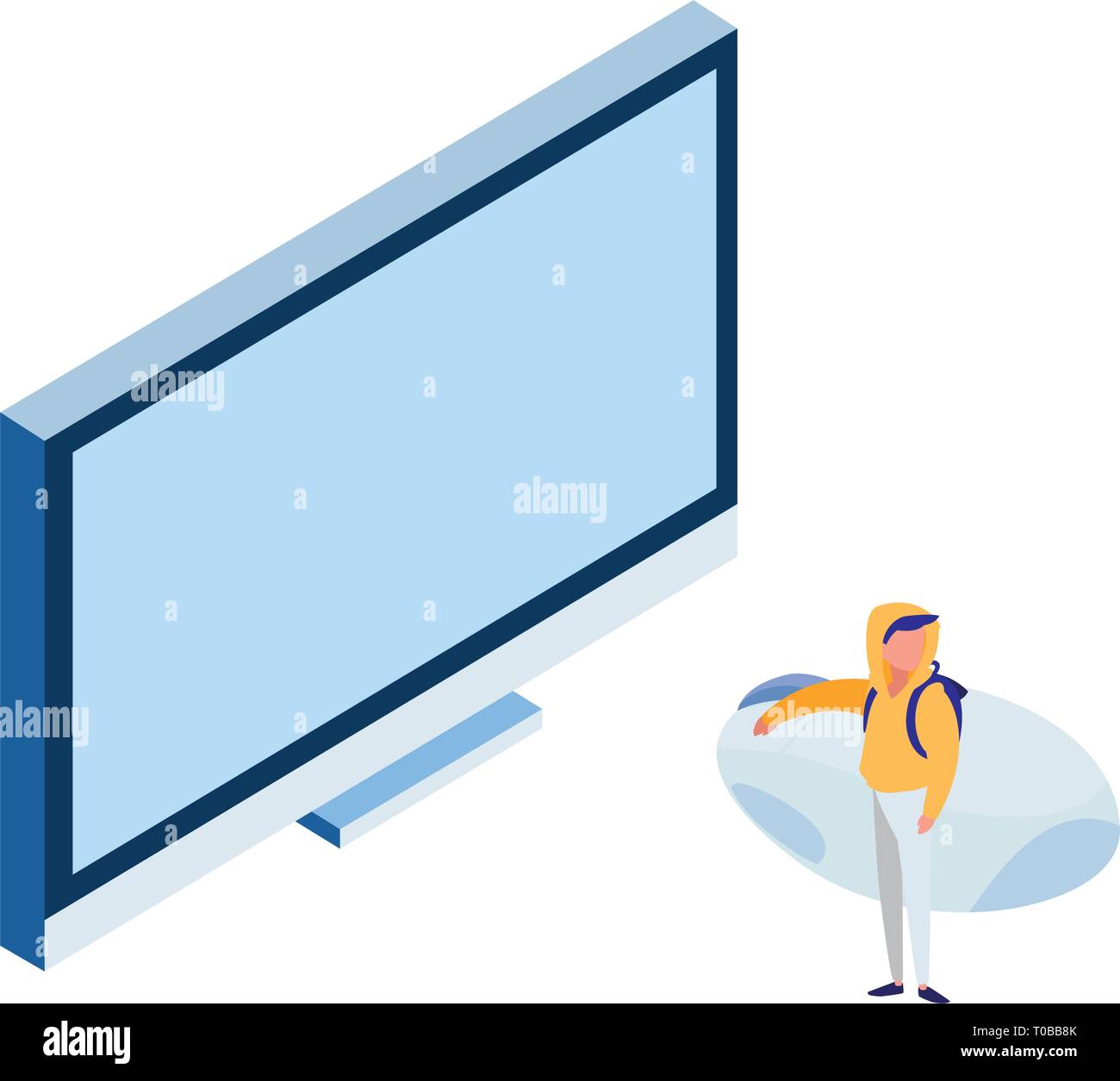 desktop with mini people workers vector illustration design Stock ...