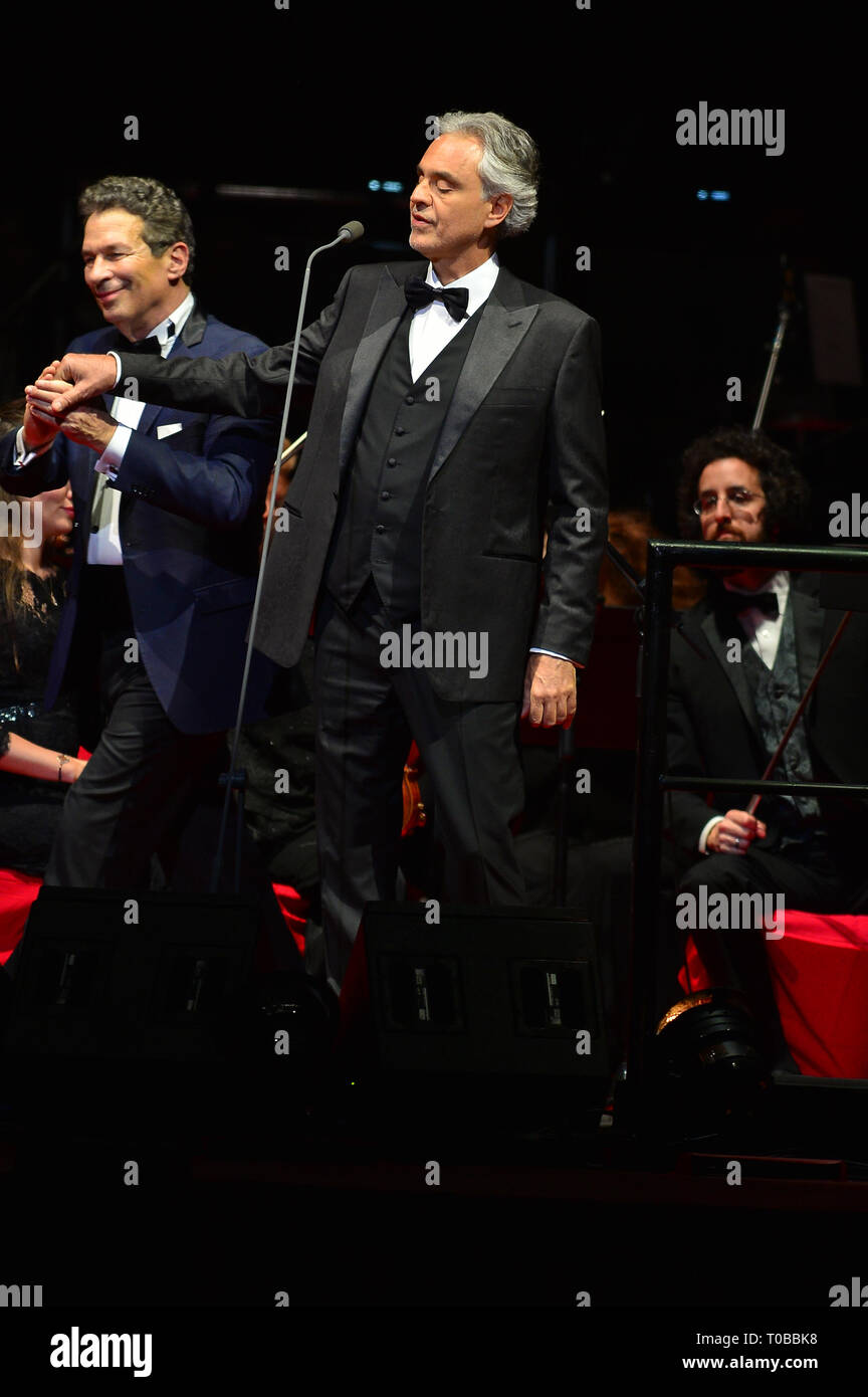 Andrea Bocelli performs at American Airlines Arena on Valentine’s Day Featuring: Eugene Kohn ...
