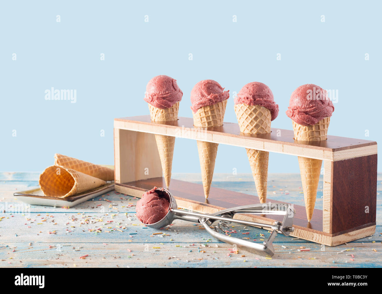 cherry ice cream cornet Stock Photo - Alamy
