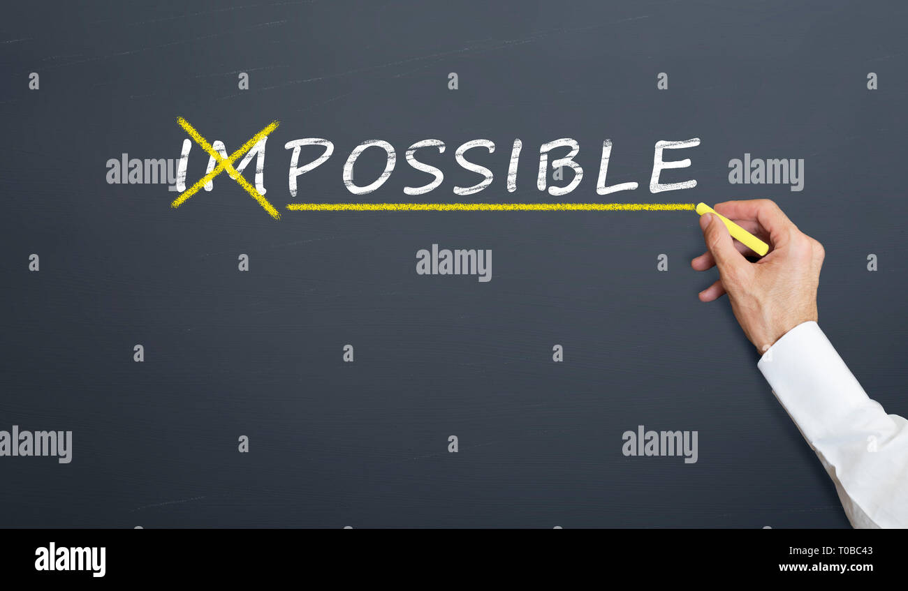 The concept of converting the word impossible to possible. handwriting ...