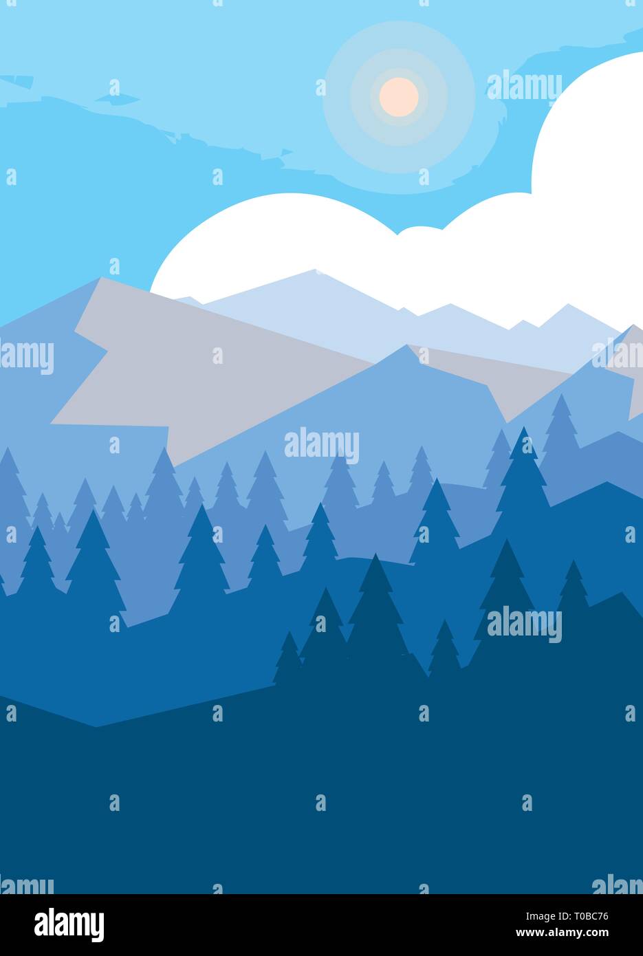 mountains with forest snowscape scene vector illustration design Stock ...