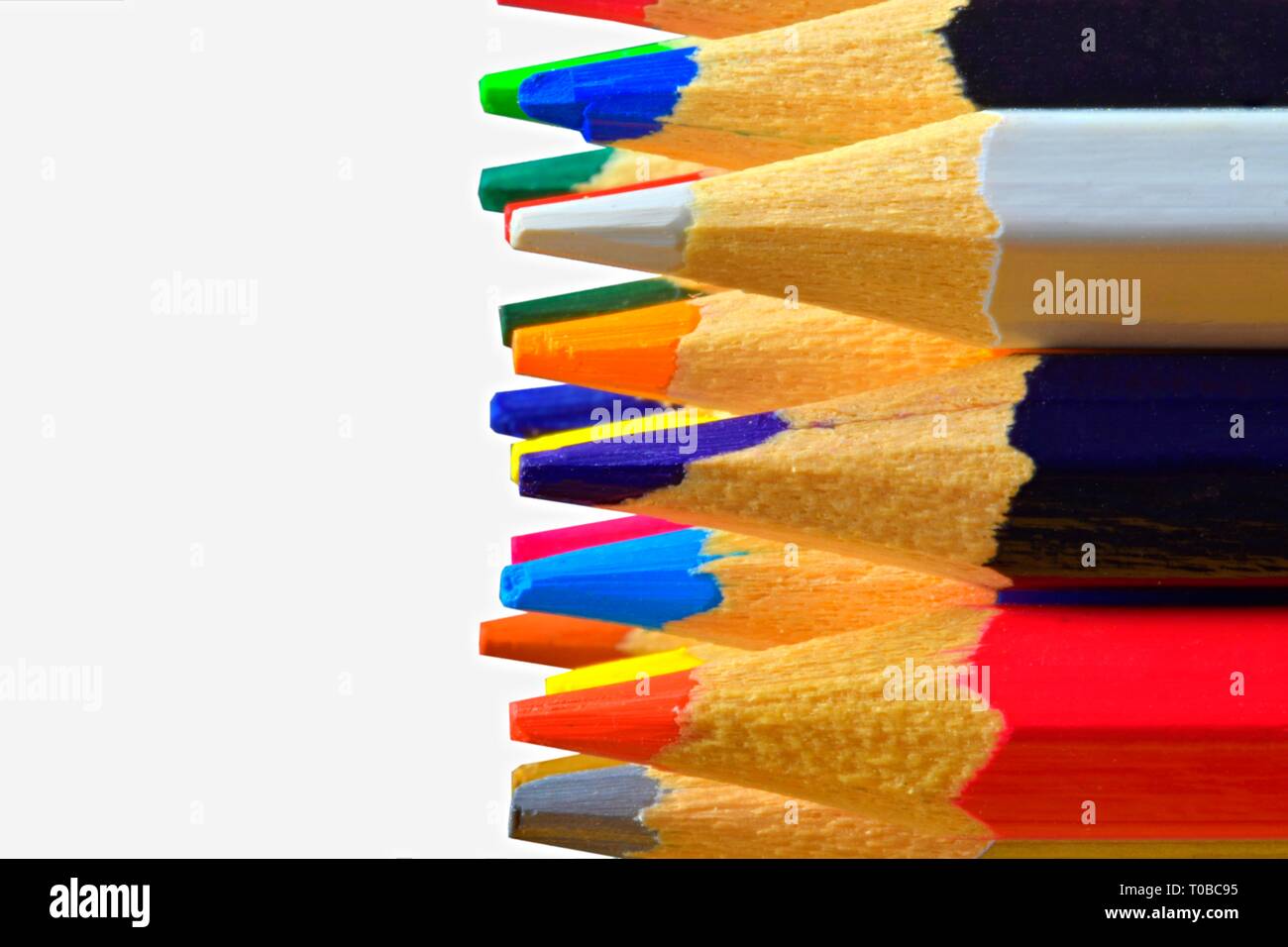 The sharp tips of the pencils. Bright colored pencils. Colored pencils ...
