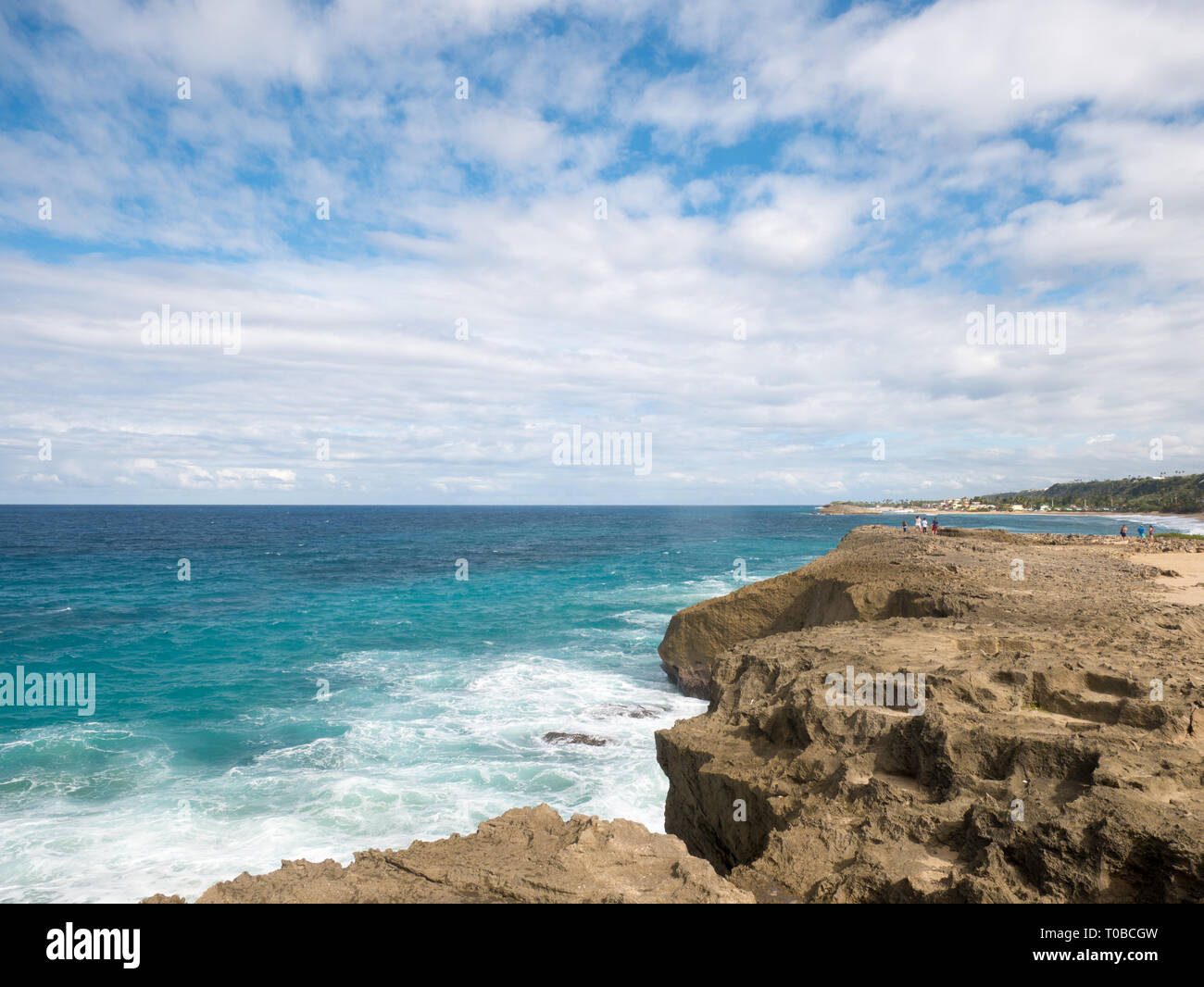 Huge waves collide against a reef near Jobos Beach in Puerto Rico, USA ...