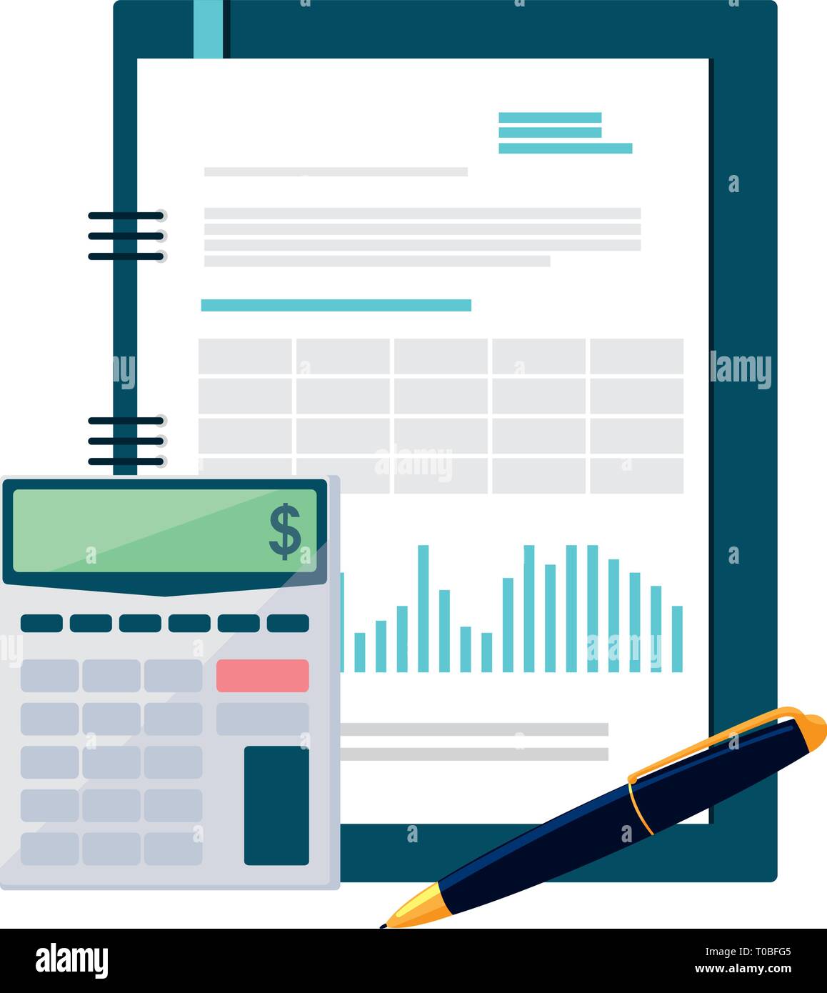 calculator math with documents vector illustration design Stock Vector ...