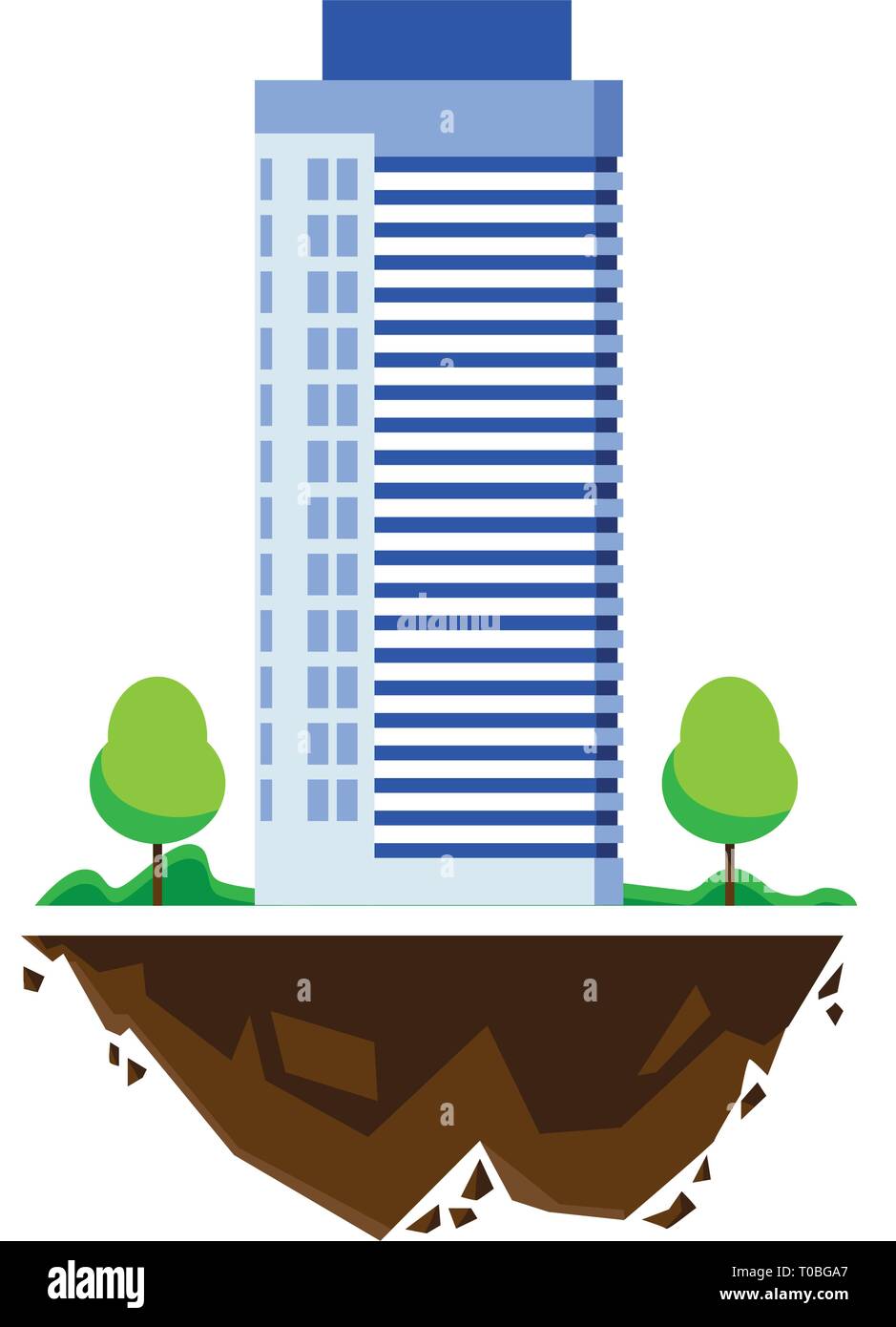 urban building in terrain ground with trees vector illustration design ...