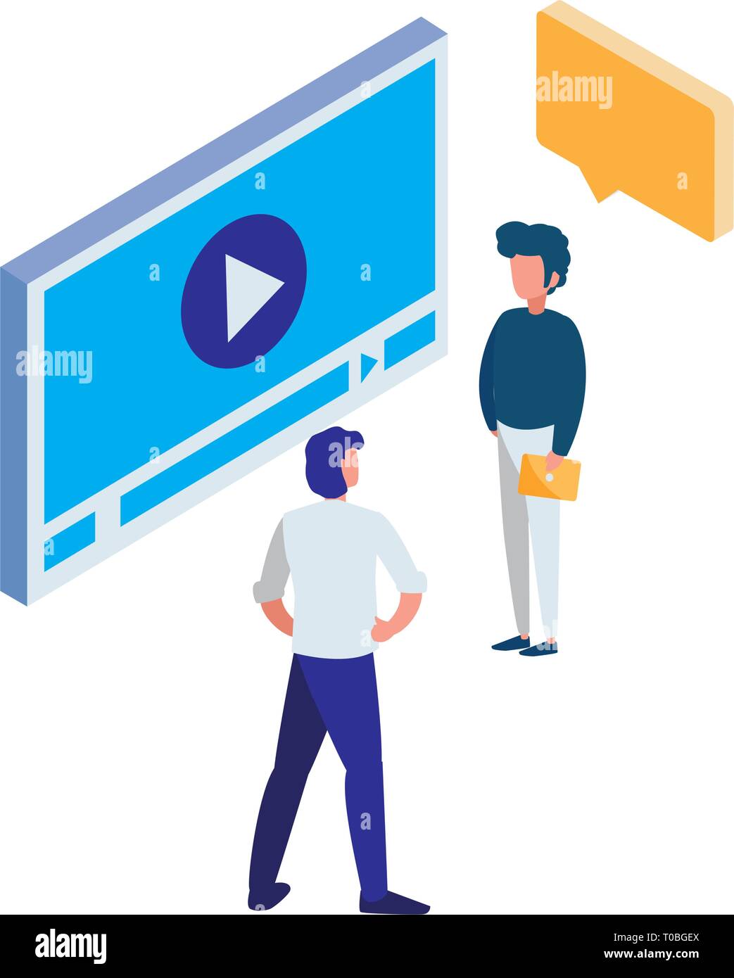 media player template with minipeople vector illustration design Stock ...