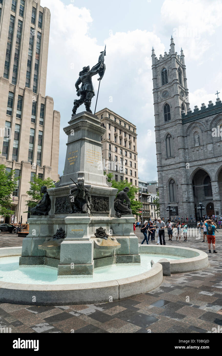 Montreal, Quebec, Canada. Maisonneuve Monument in the middle of Place D ...