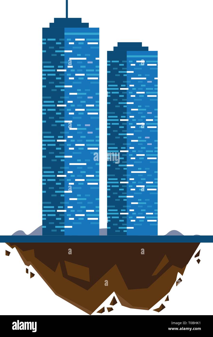 urban buildings in terrain ground vector illustration design Stock ...