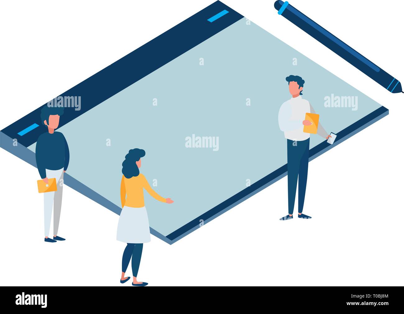 graphic design board and mini people vector illustration design Stock ...